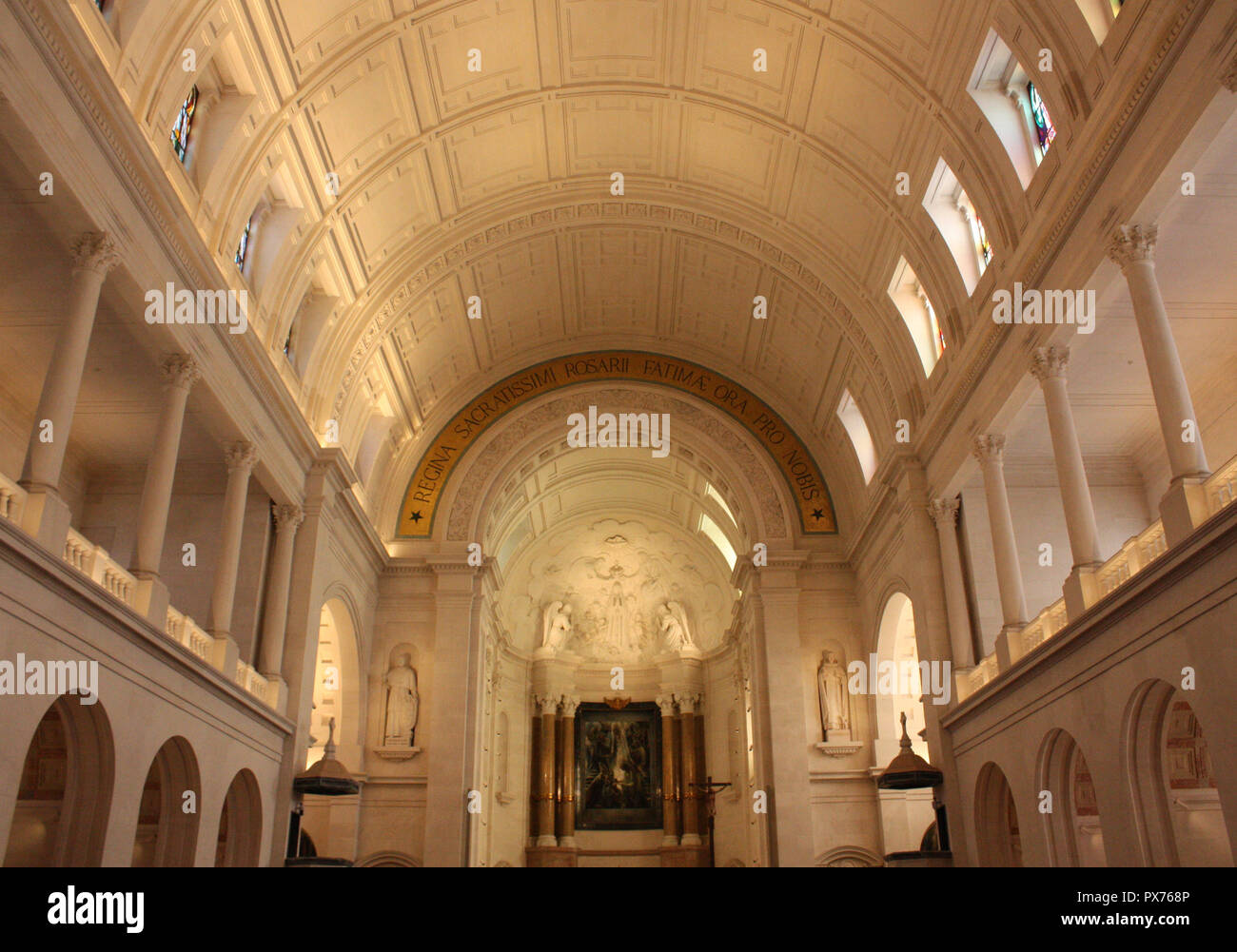 The interior of the Basilica of Our Lady of the Rosary in Fatima ...