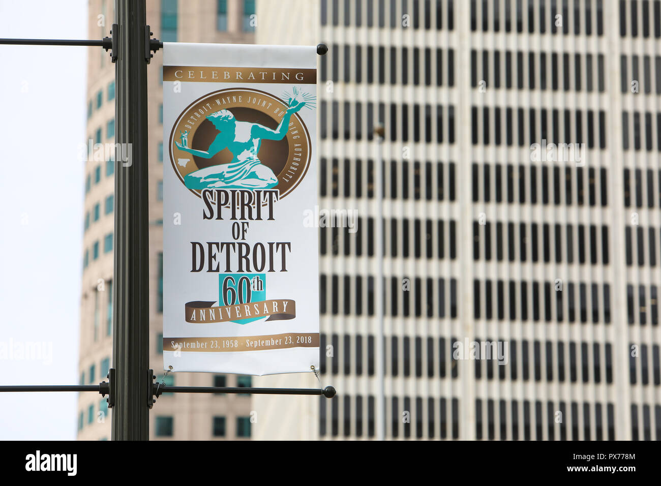 Detroit tourist signs, in Michigan, USA Stock Photo - Alamy