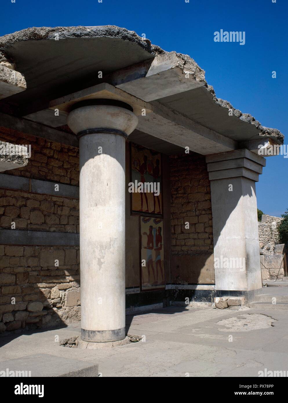 Greece, Crete. Palace of Knossos (1700-1450 BC). South Propylaeum with ...
