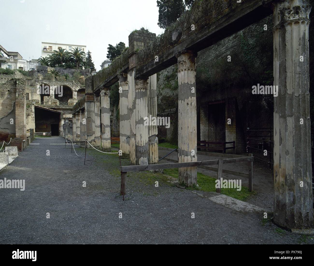 Herculaneum. Ancient Roman city destroyed by the eruption of the ...