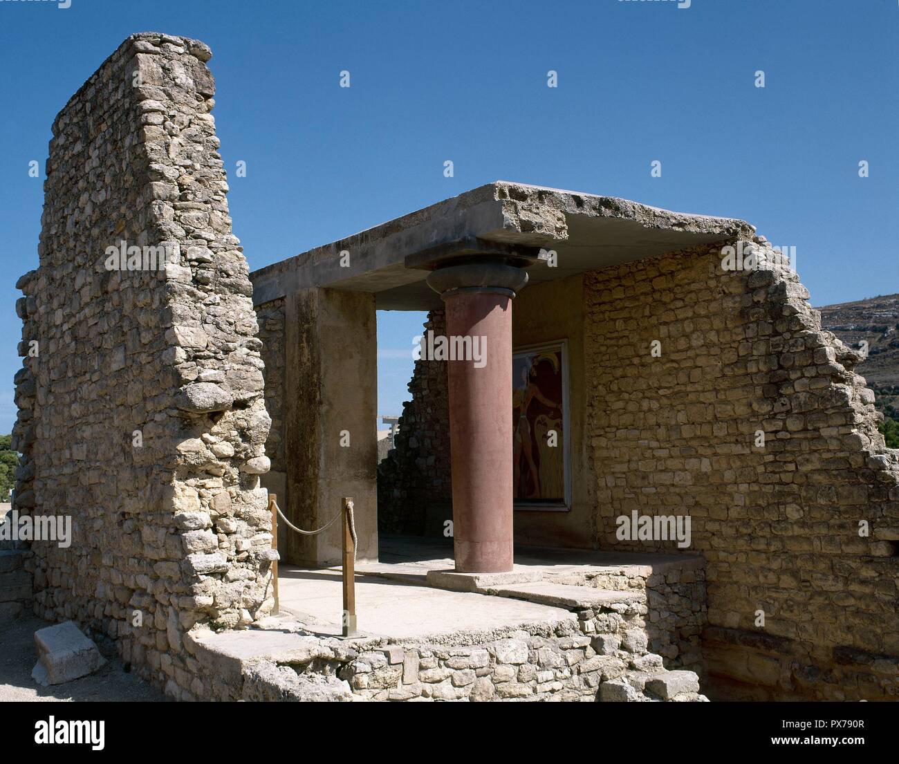 Greece. Crete. Palace of Knossos (1700-1450 BC). South Entrance with a ...