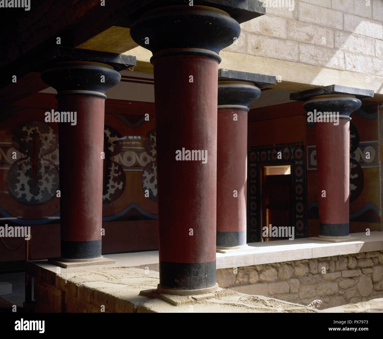 Greece. Crete. Palace of Knossos (1700-1450 BC). Balcony of the Grand ...