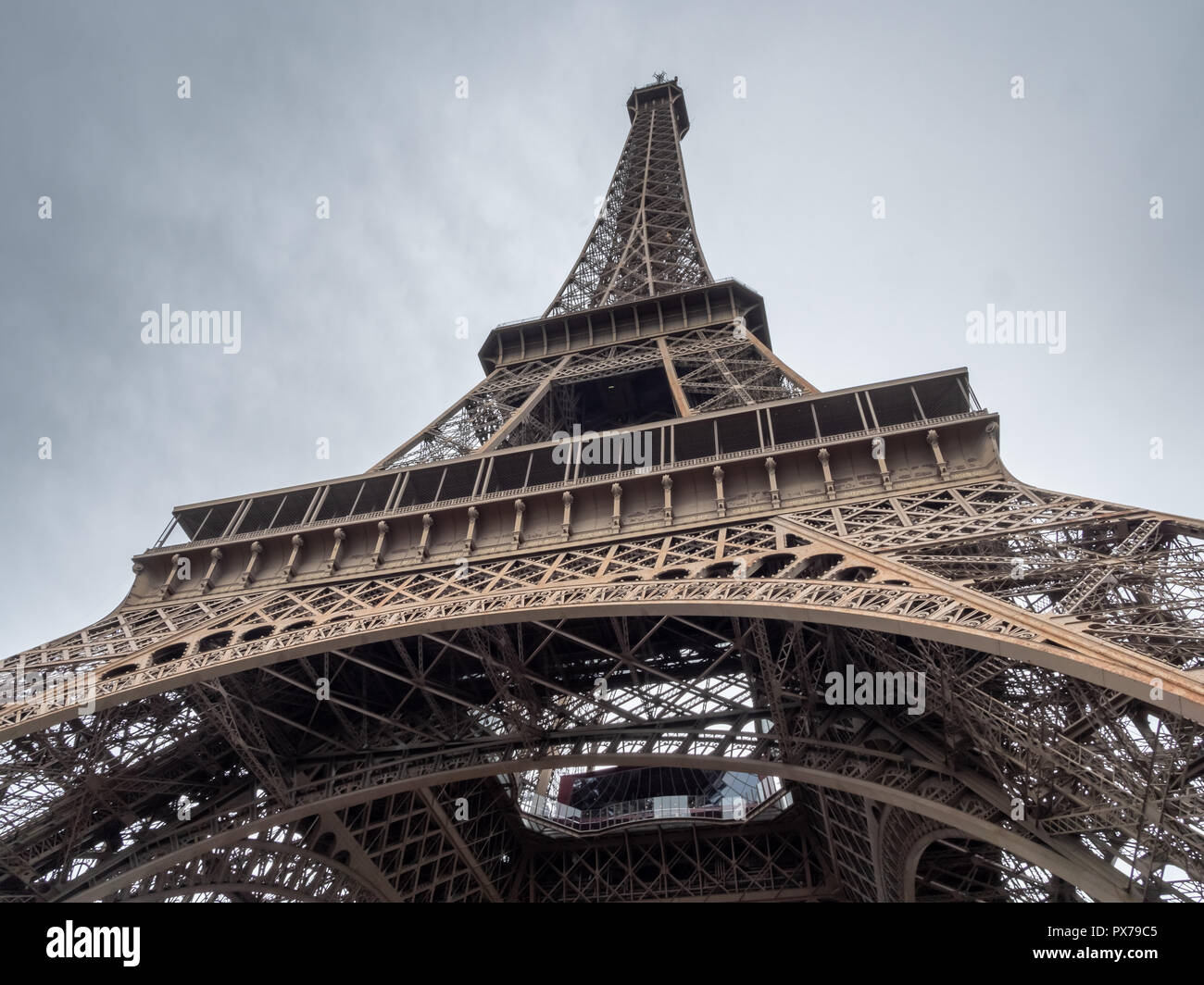 Close up View of the Eiffel Tower From Underneath Stock Photo - Alamy