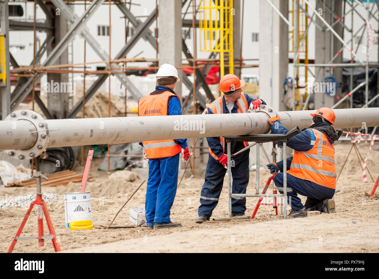 Tobolsk, Russia - May 29. 2018: Sibur company. Construction of plant on ...