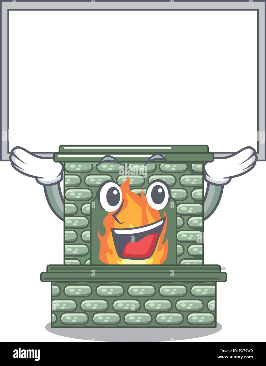 Up board character fireplace with red brick inside Stock Vector Image ...