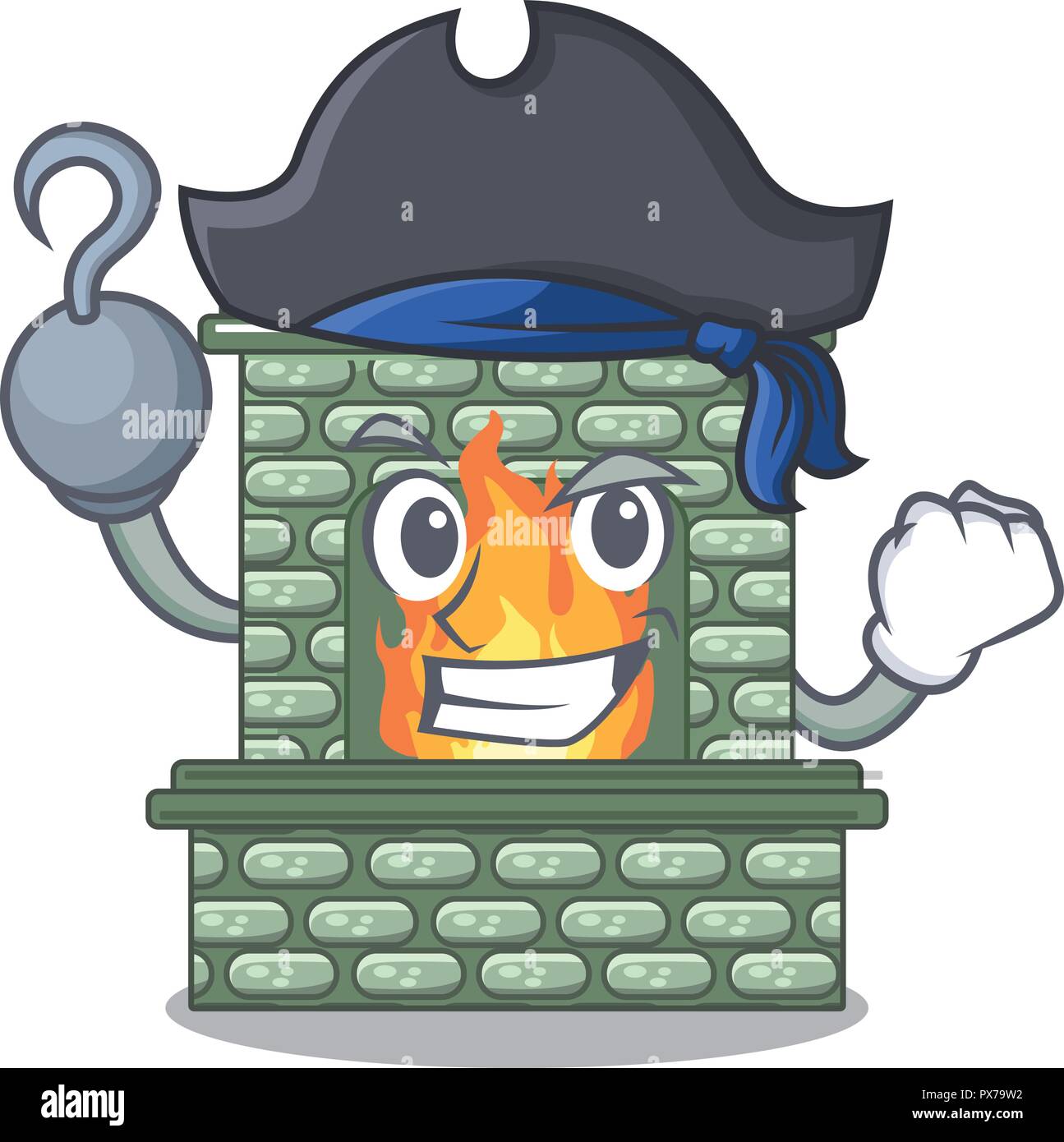 Pirate character fireplace with red brick inside Stock Vector Image ...