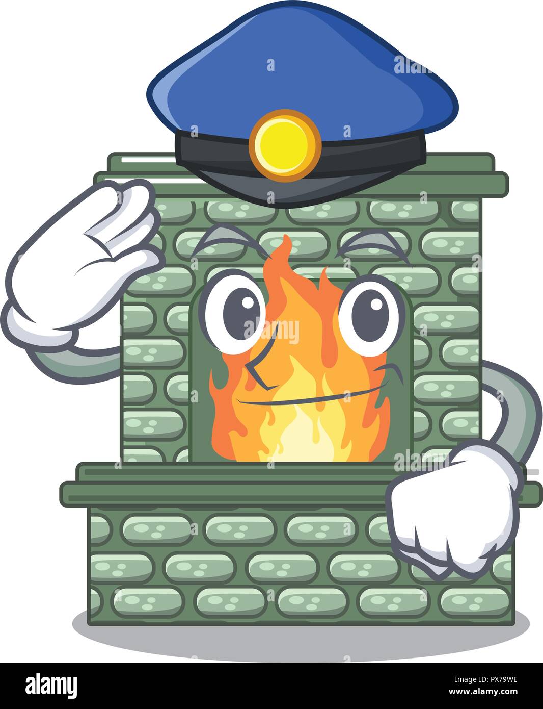 Police character fireplace with red brick inside Stock Vector Image ...