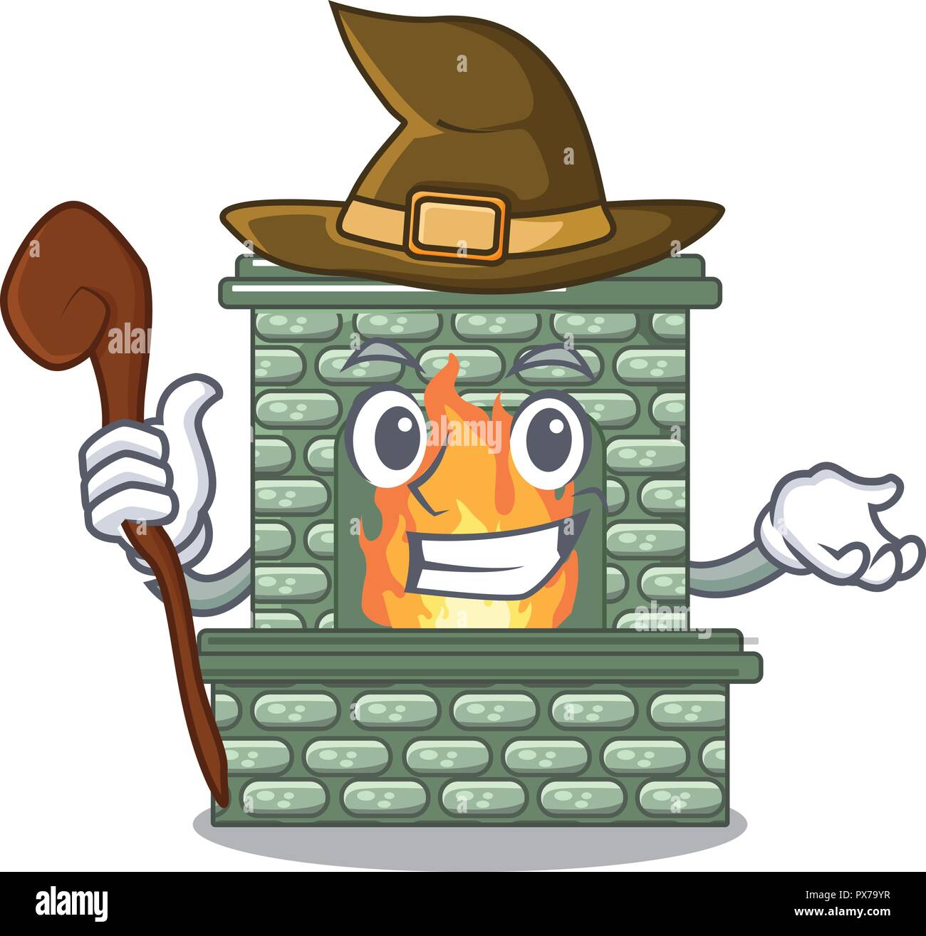 Witch cartoon stone fireplace with the flame Stock Vector Image & Art ...