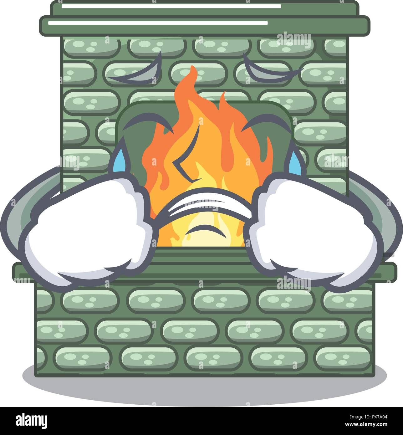 Crying cartoon stone fireplace with the flame Stock Vector Image & Art ...