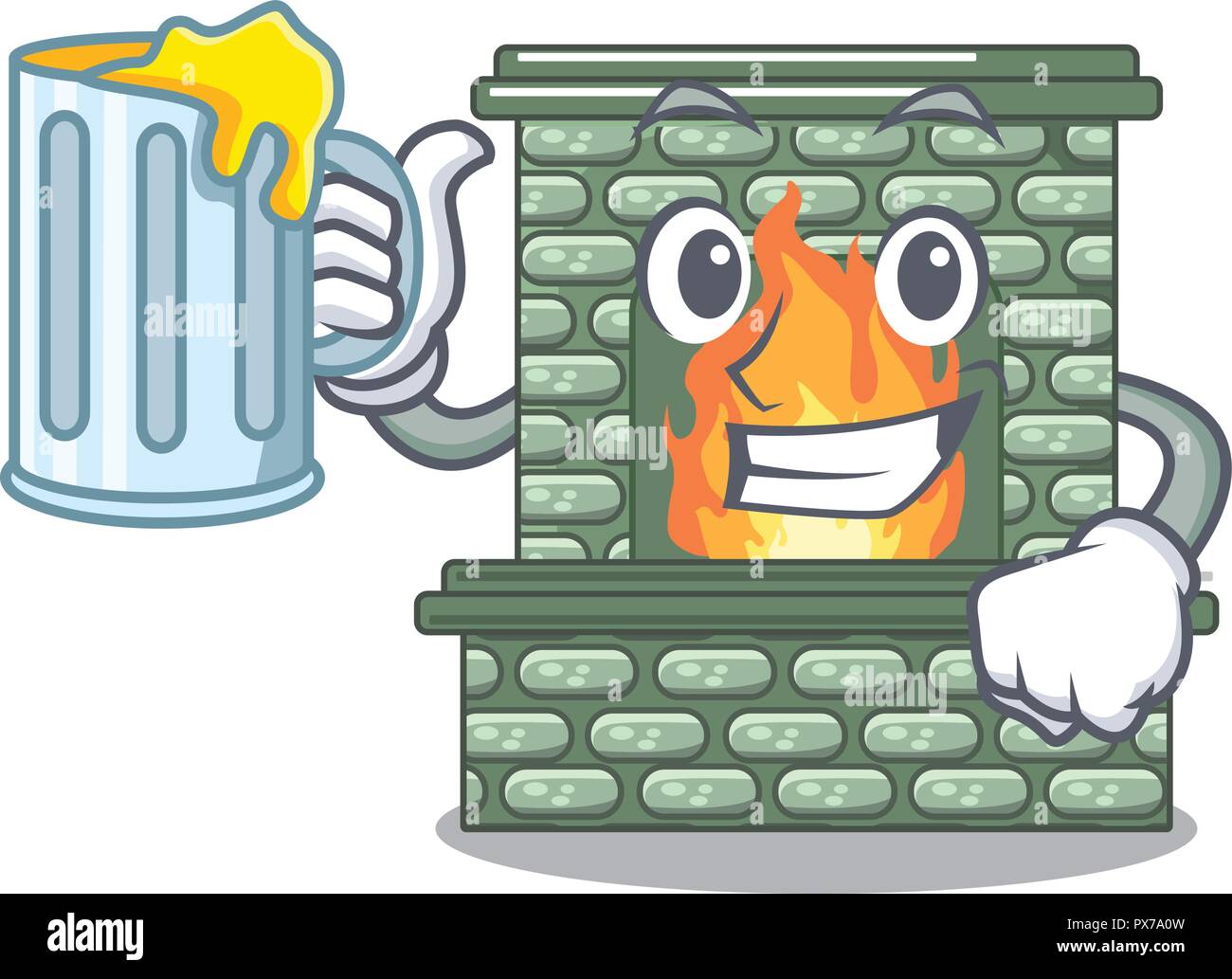 With juice cartoon stone fireplace with the flame Stock Vector Image ...
