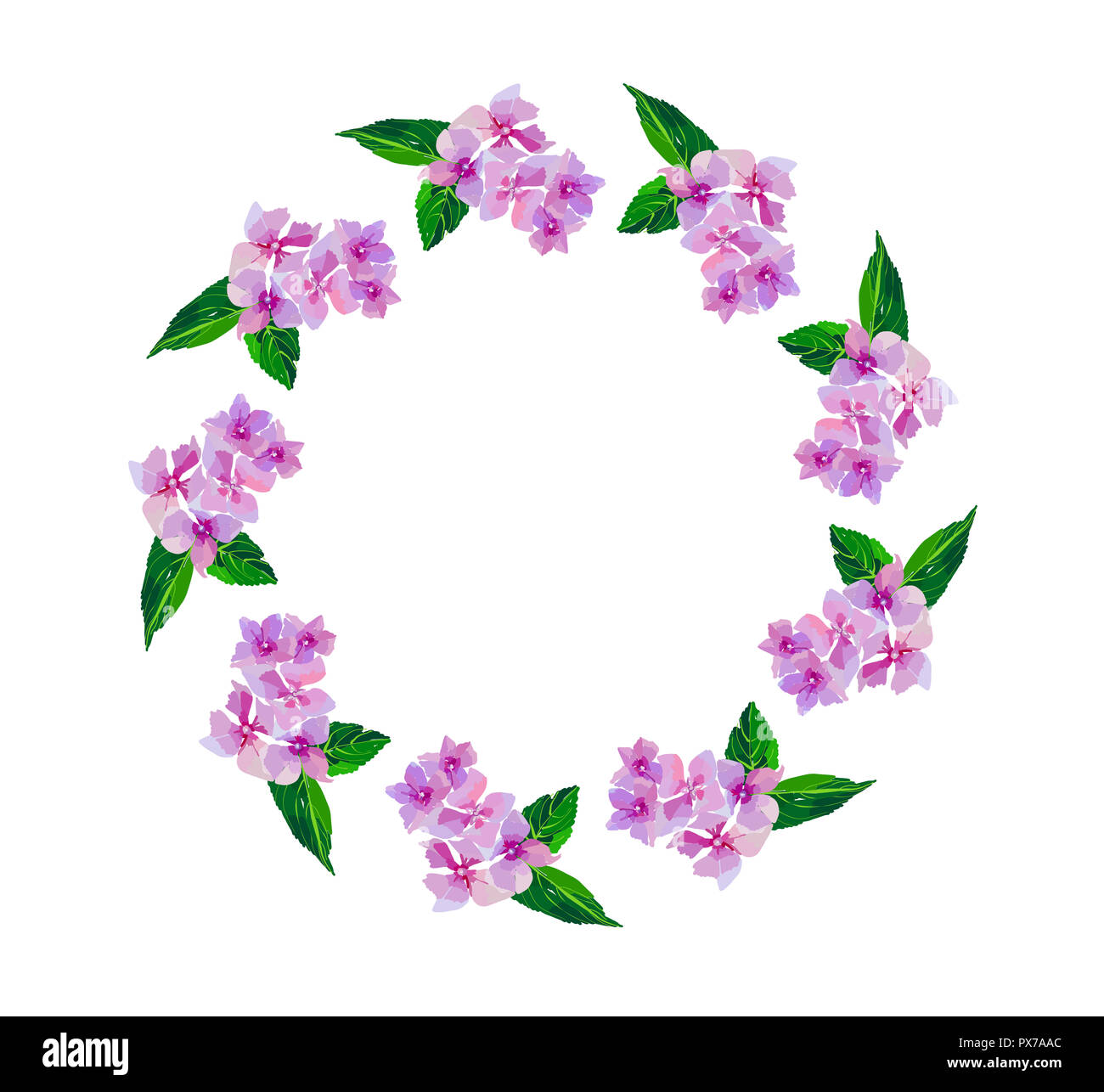 Lilac small flowers.Wreath of watercolor flowers hand painted. Round ...