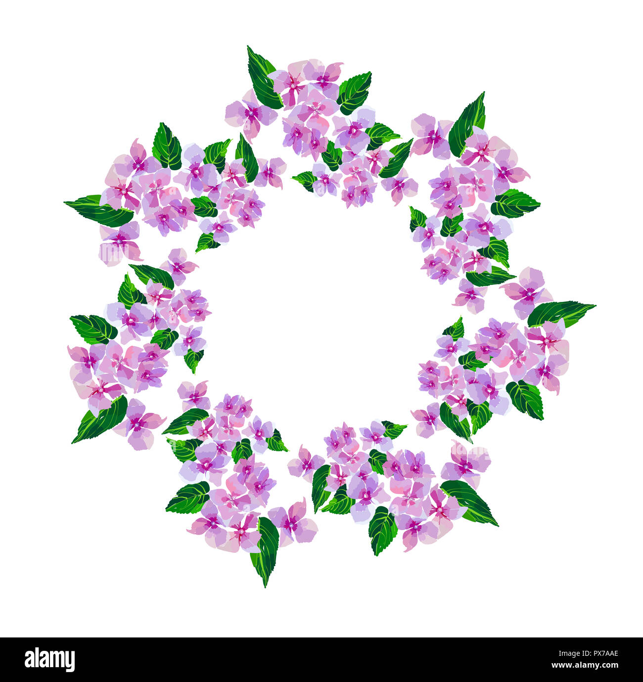 Lilac small flowers.Wreath of watercolor flowers hand painted. Round ...