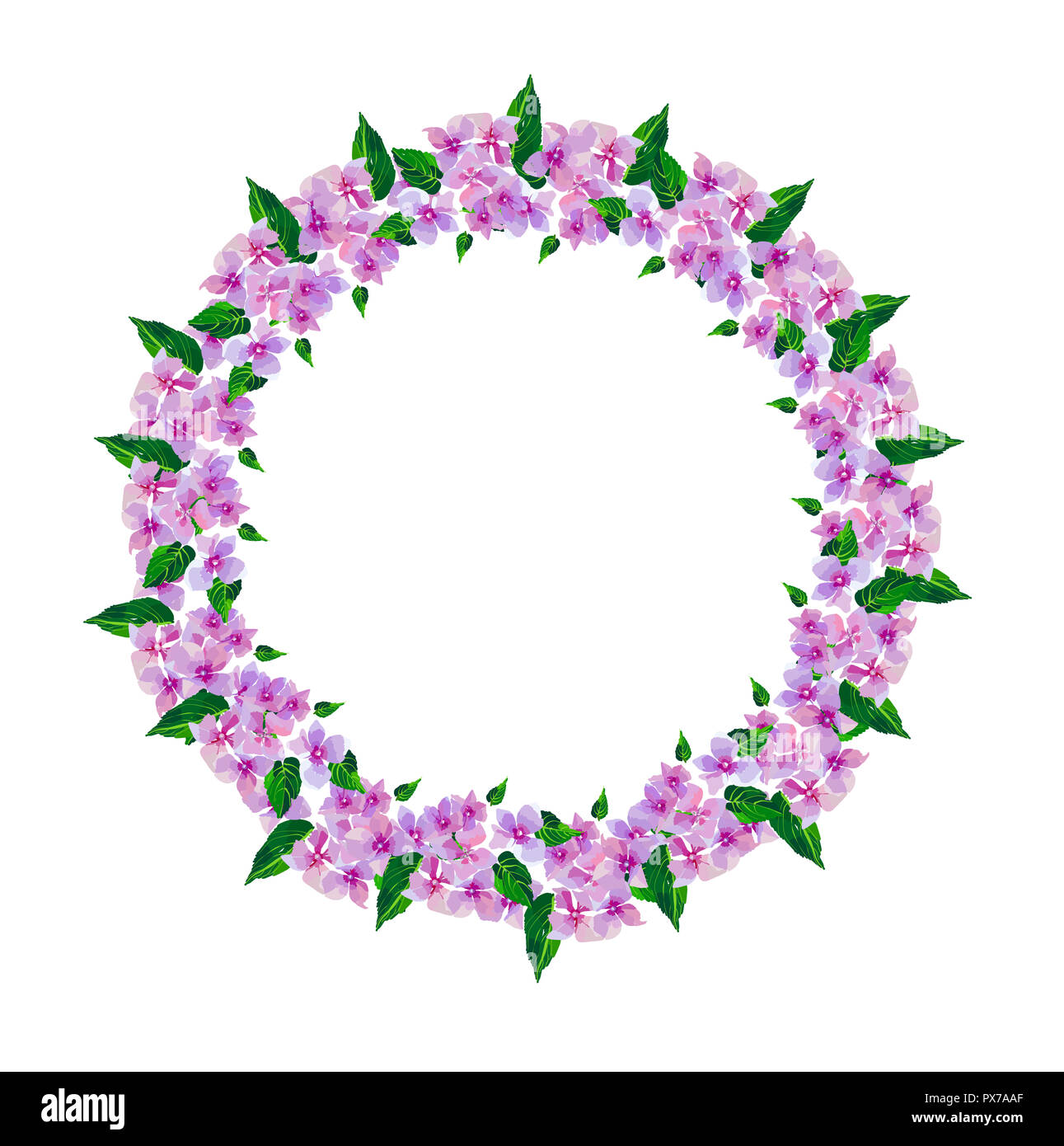 Lilac small flowers.Wreath of watercolor flowers hand painted. Round ...