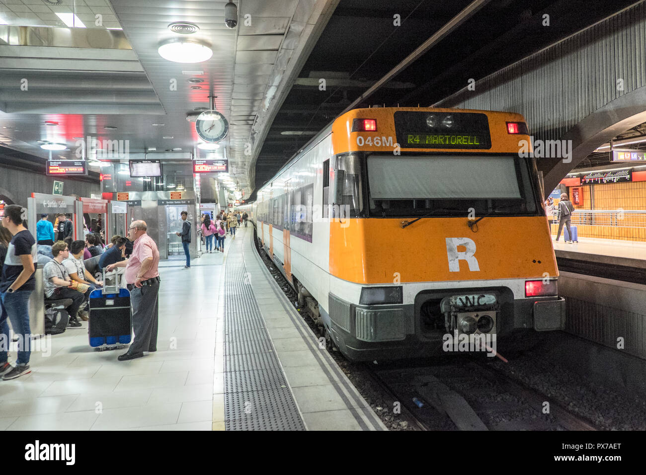 Renfe, Rodalies,R,line,local,train,network,at,Placa Catalunya,train ...