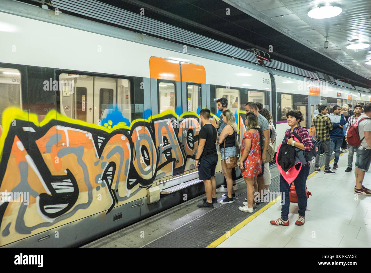 Renfe, Rodalies,R,line,local,train,network,at,Placa Catalunya,train ...