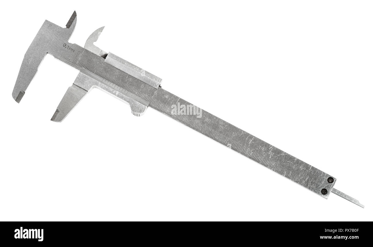old steel calipers isolated on white background Stock Photo - Alamy