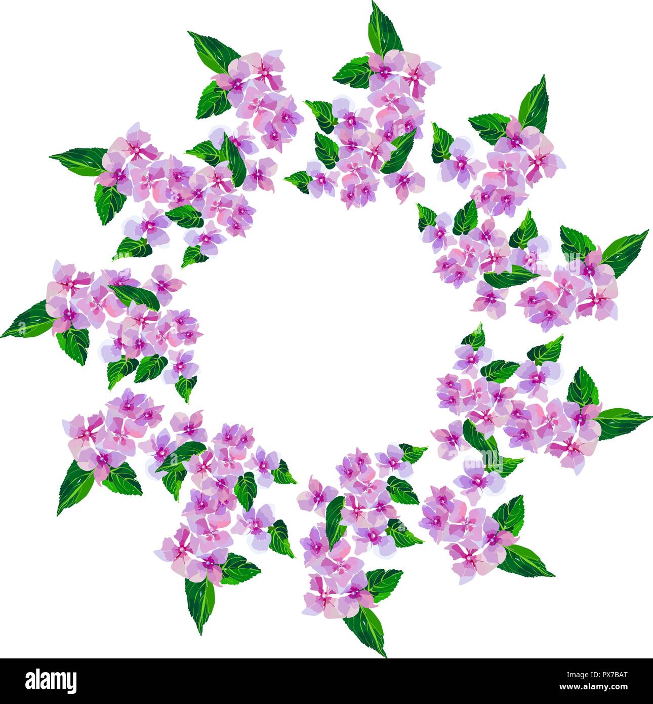 Lilac small flowers.Wreath of watercolor flowers hand painted. Round ...