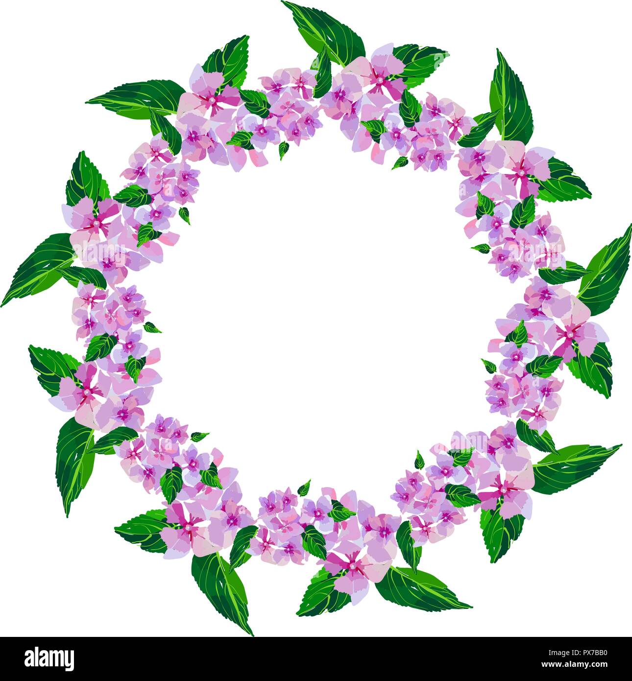 Lilac small flowers.Wreath of watercolor flowers hand painted. Round ...