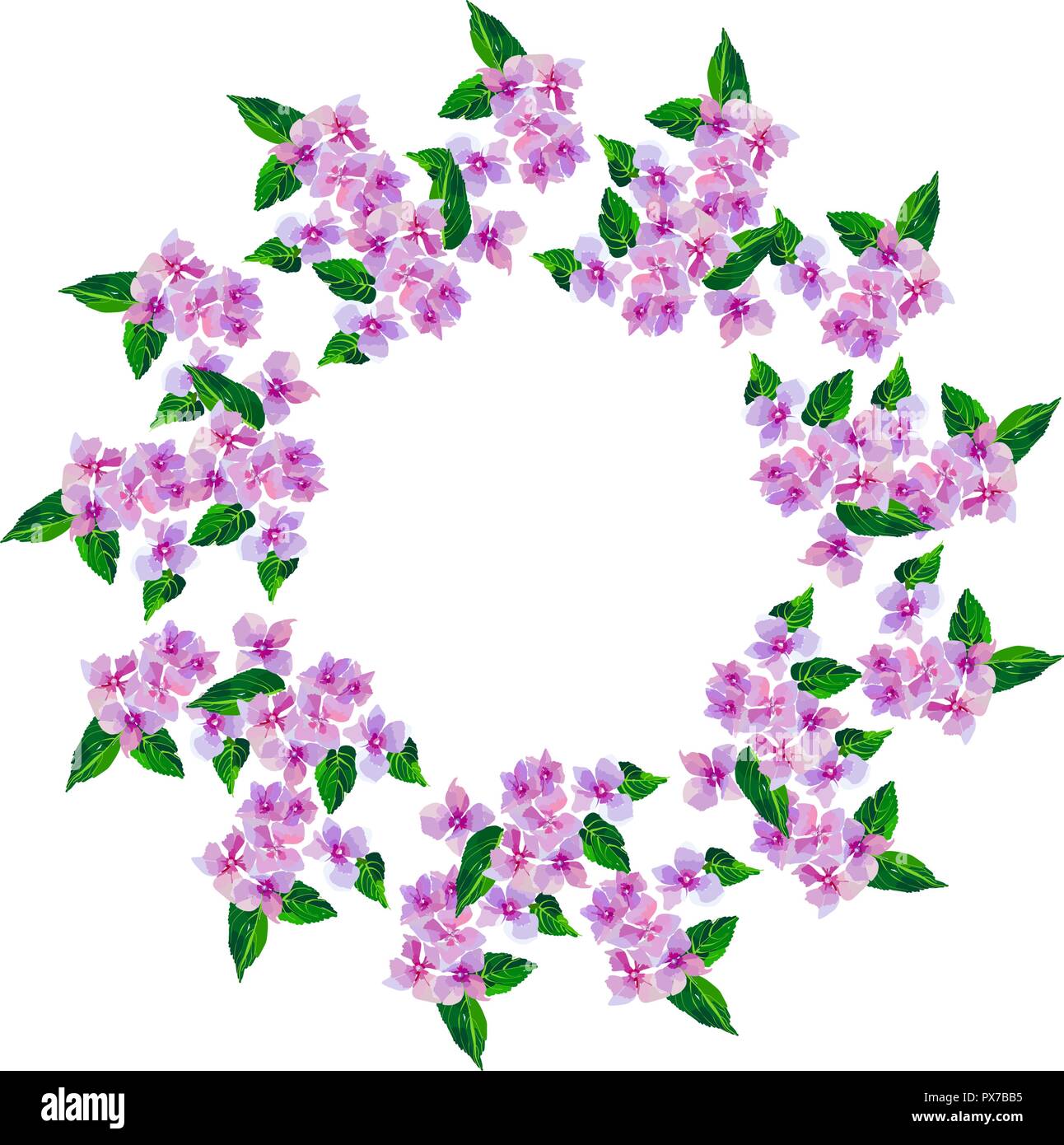 Lilac small flowers.Wreath of watercolor flowers hand painted. Round ...