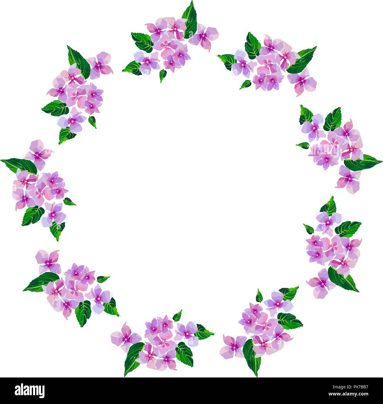 Lilac small flowers.Wreath of watercolor flowers hand painted. Round ...