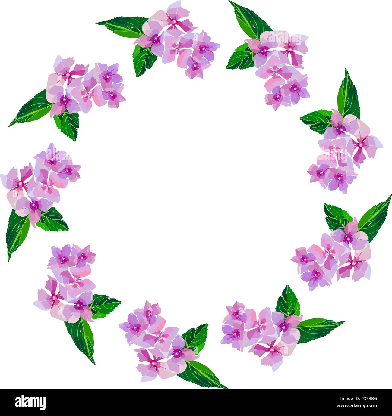Lilac small flowers.Wreath of watercolor flowers hand painted. Round ...