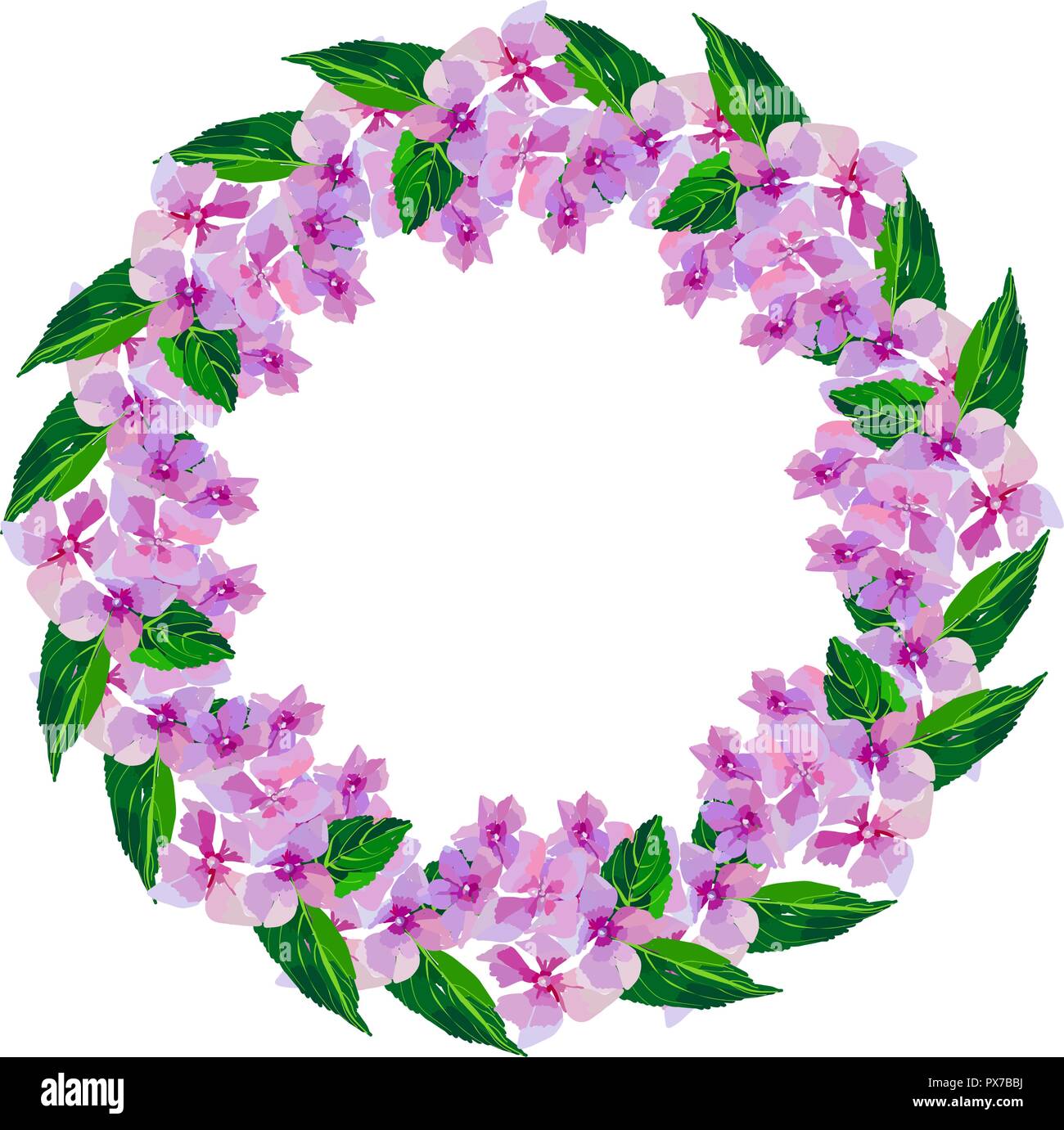 Lilac small flowers.Wreath of watercolor flowers hand painted. Round ...