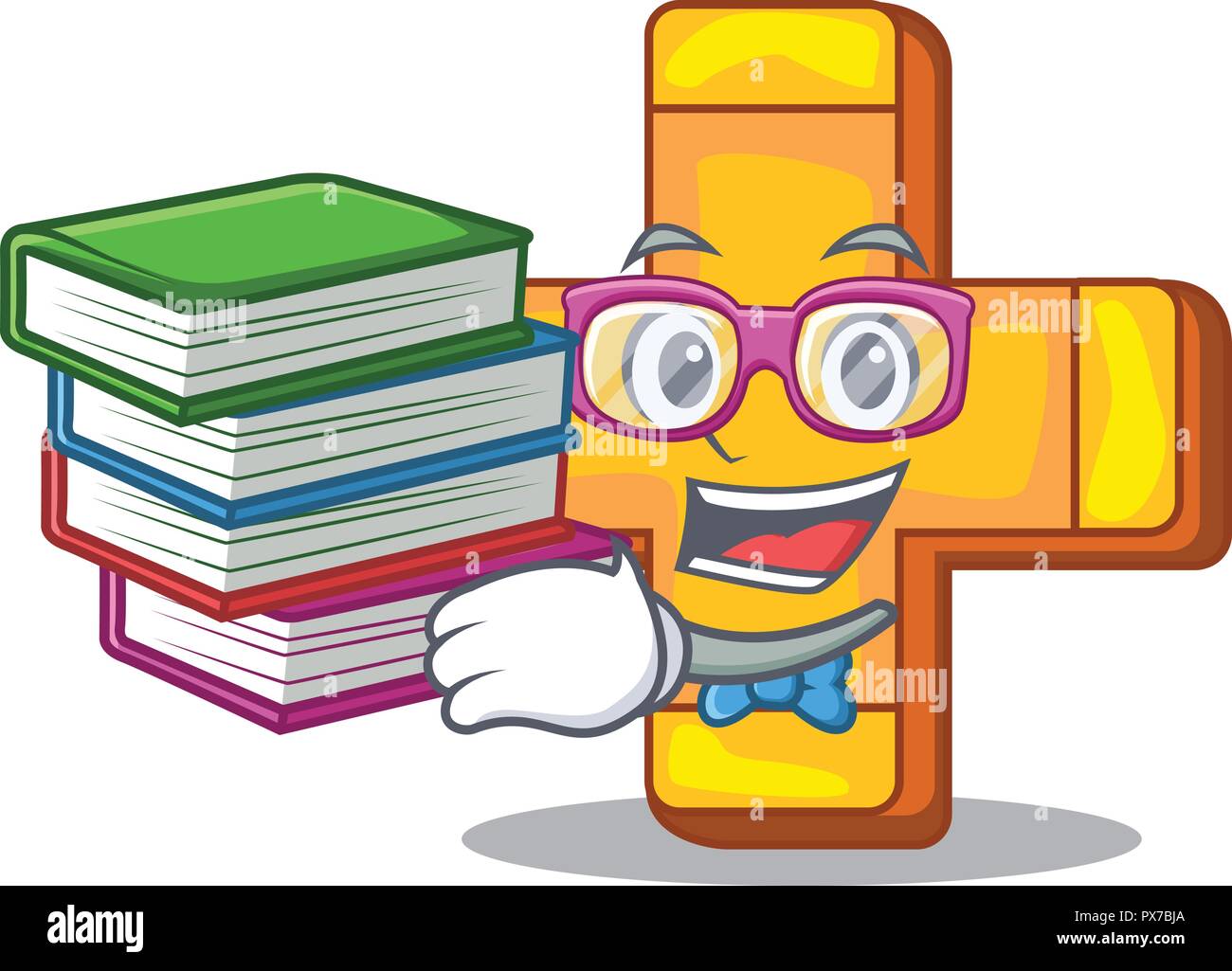 Student with book plus sign isolated on the mascot Stock Vector Image ...