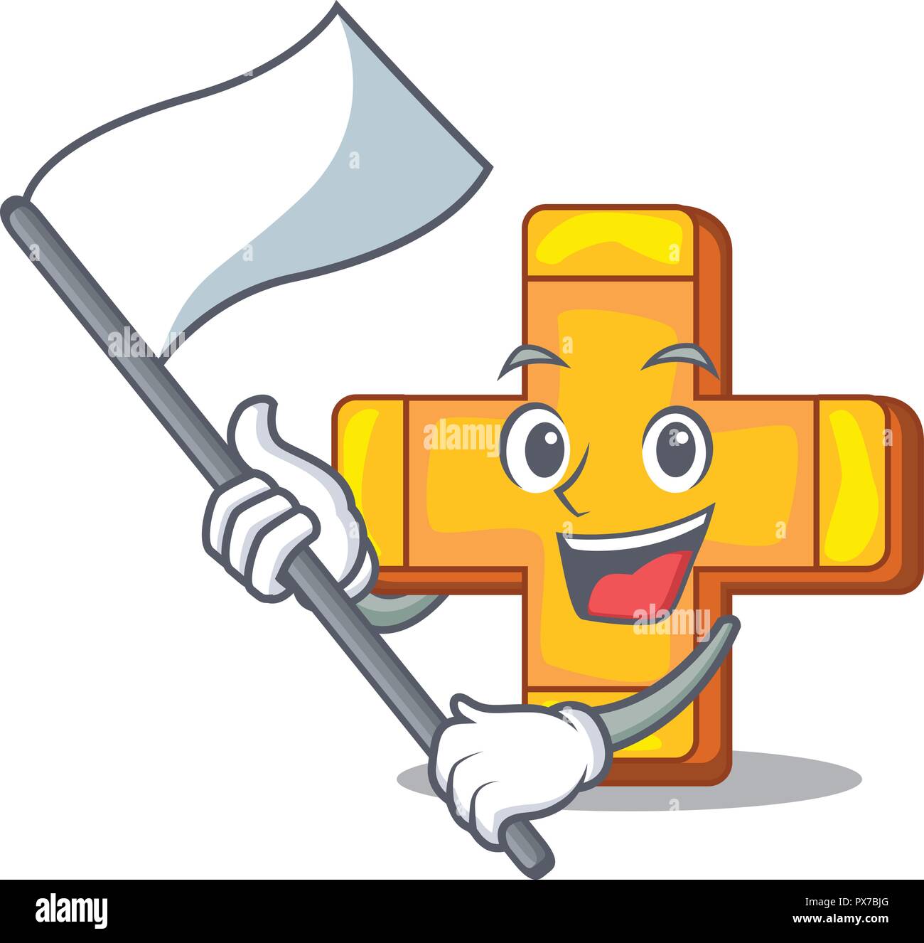 With flag plus sign isolated on the mascot Stock Vector Image & Art - Alamy