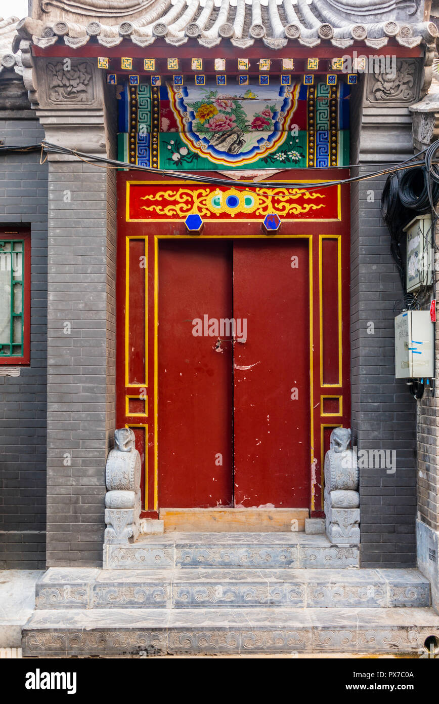 Detail of a house entrance in a traditional Beijing Hutong in China - 4 ...