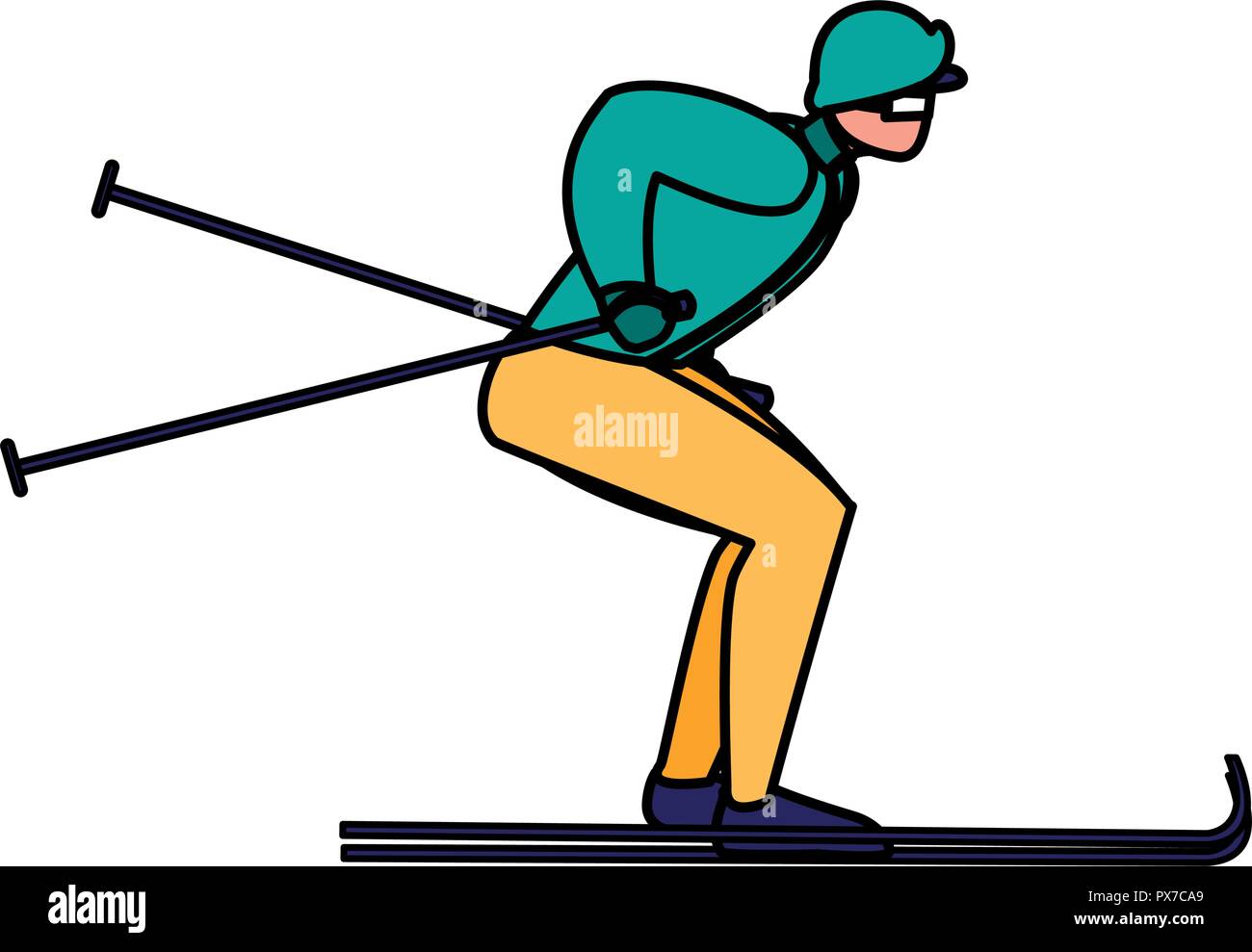 man skiing icon over white background, colorful design. vector ...