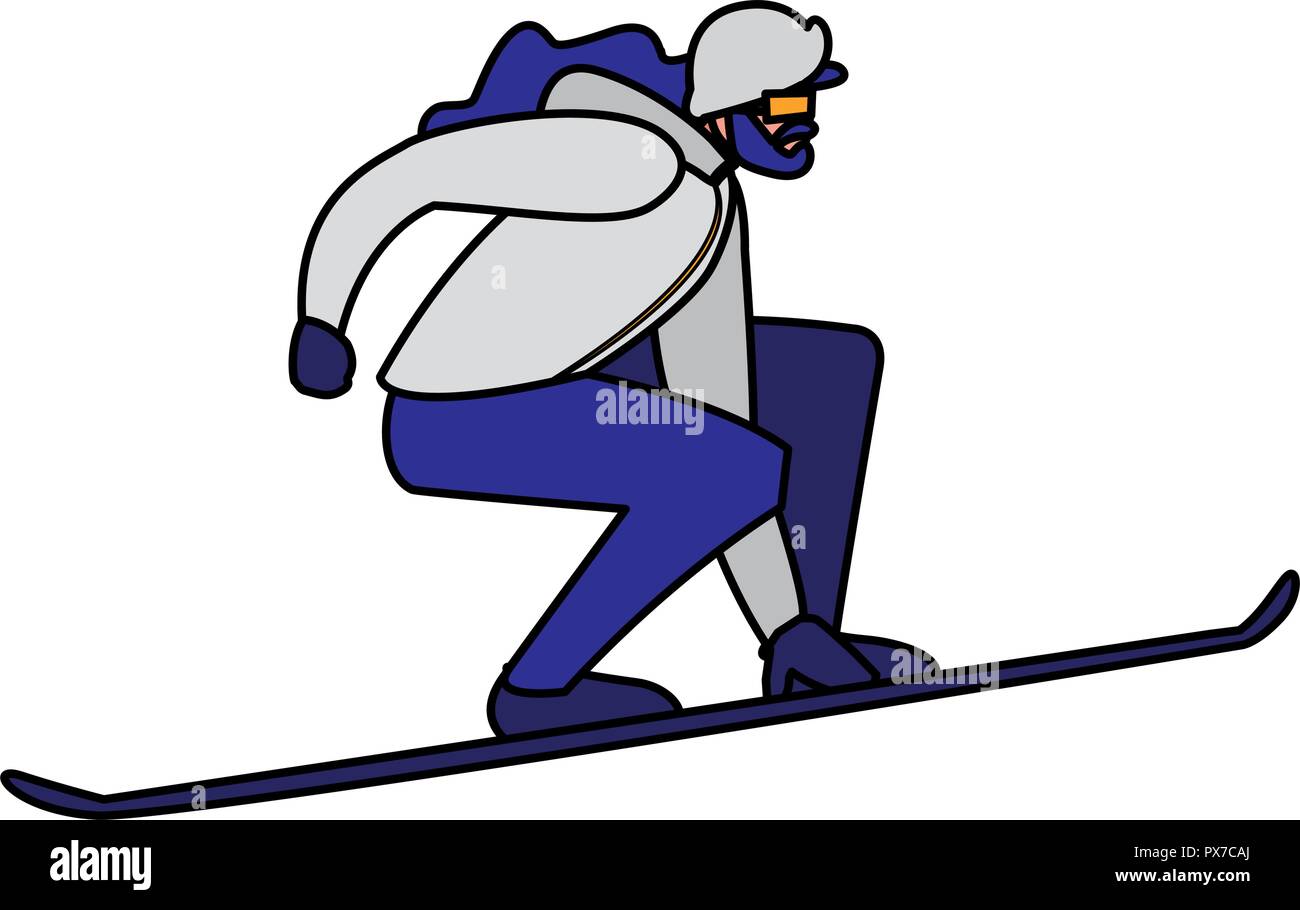 man skiing icon over white background, colorful design. vector ...