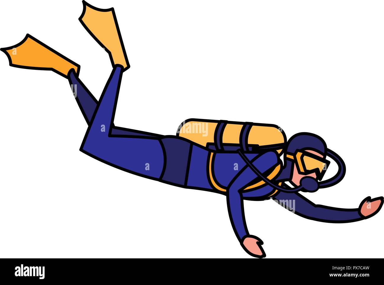 scuba diver man diving over white background, vector illustration Stock ...