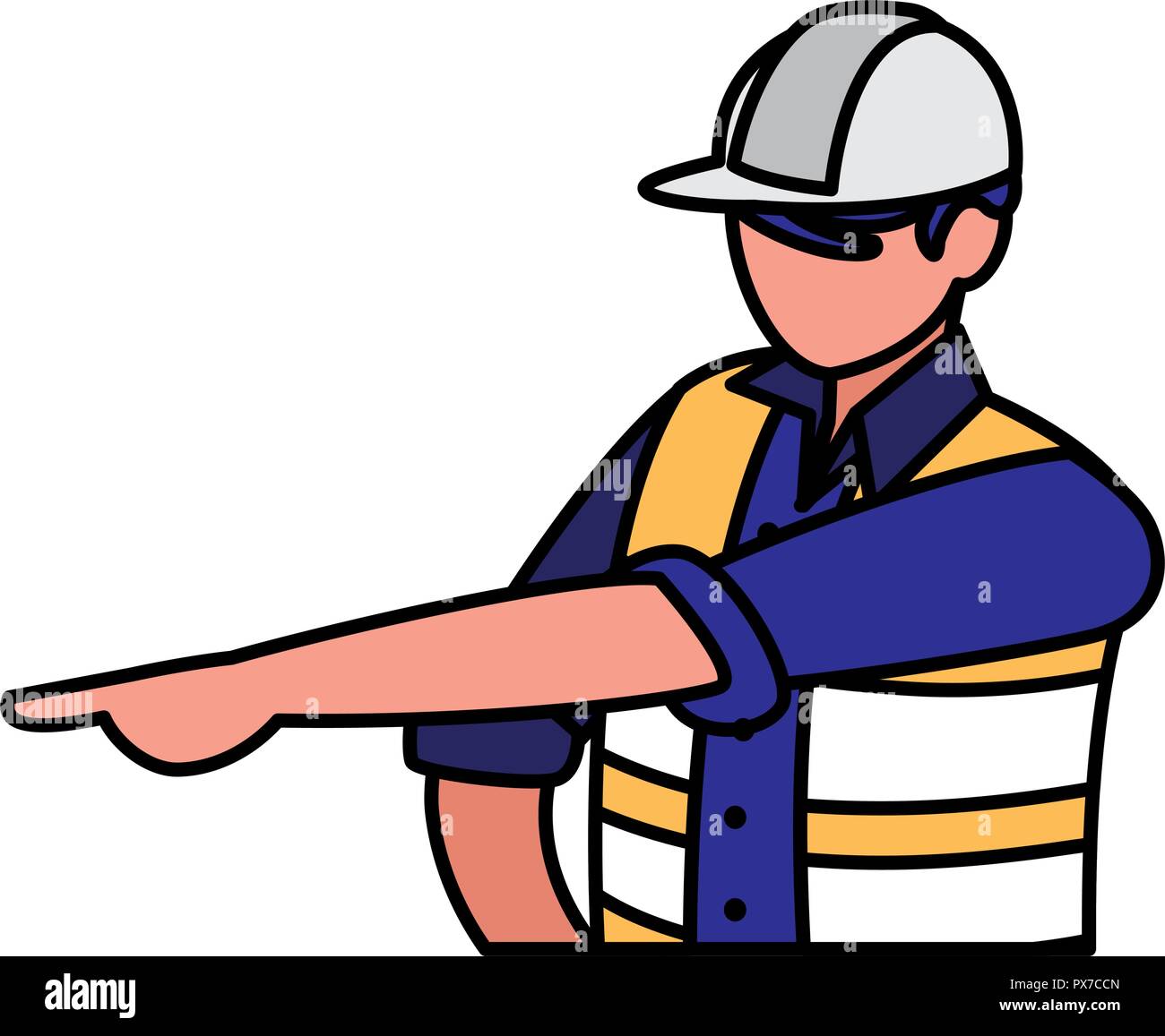 construction worker with safety equipment over white background, vector ...