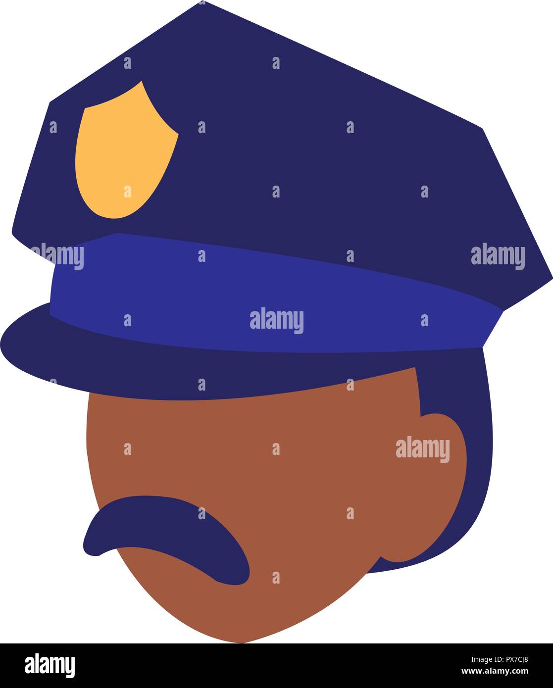 man with mustache and police cap over white background, vector ...