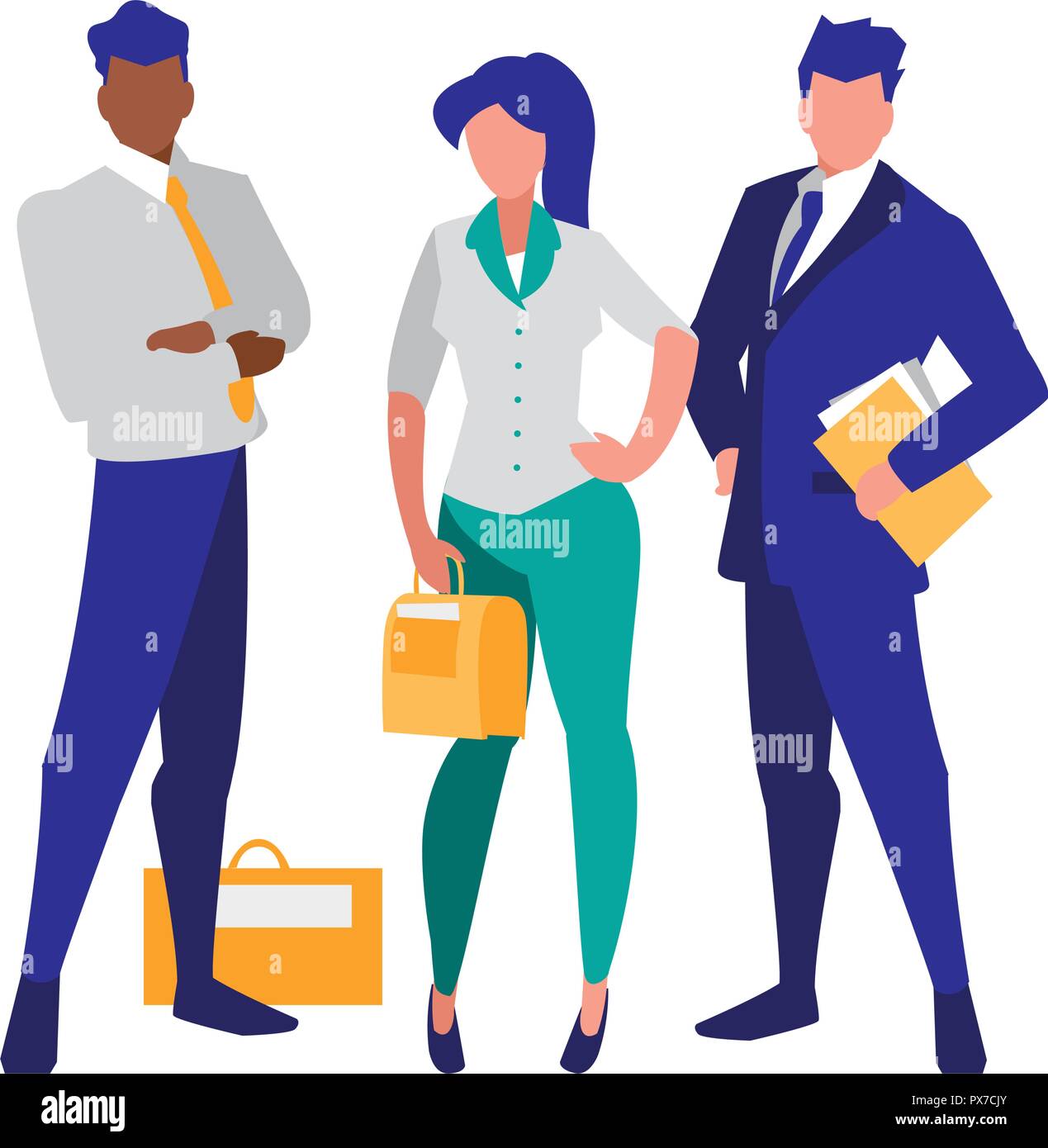 avatar businesspeople standing over white background, vector ...