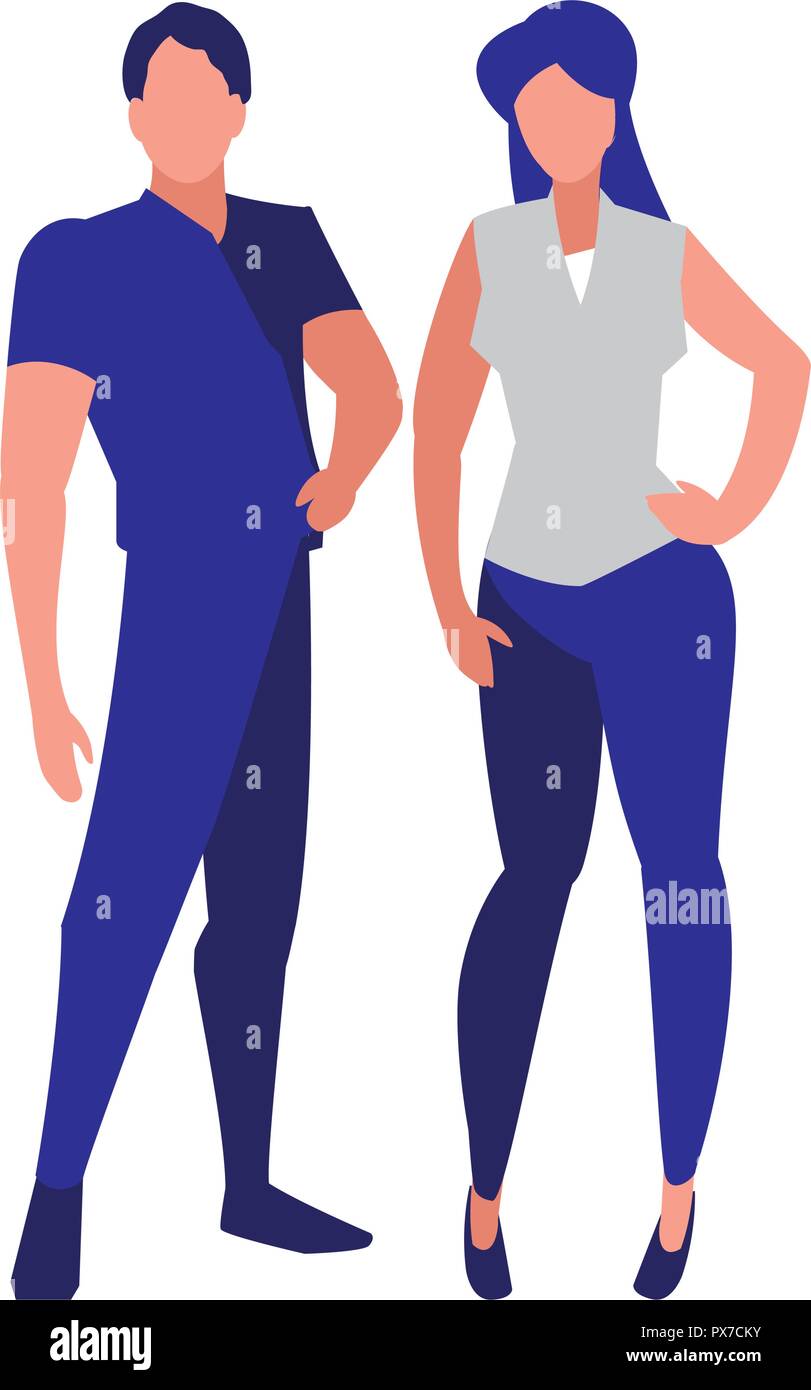 avatar businesspeople standing over white background, vector ...