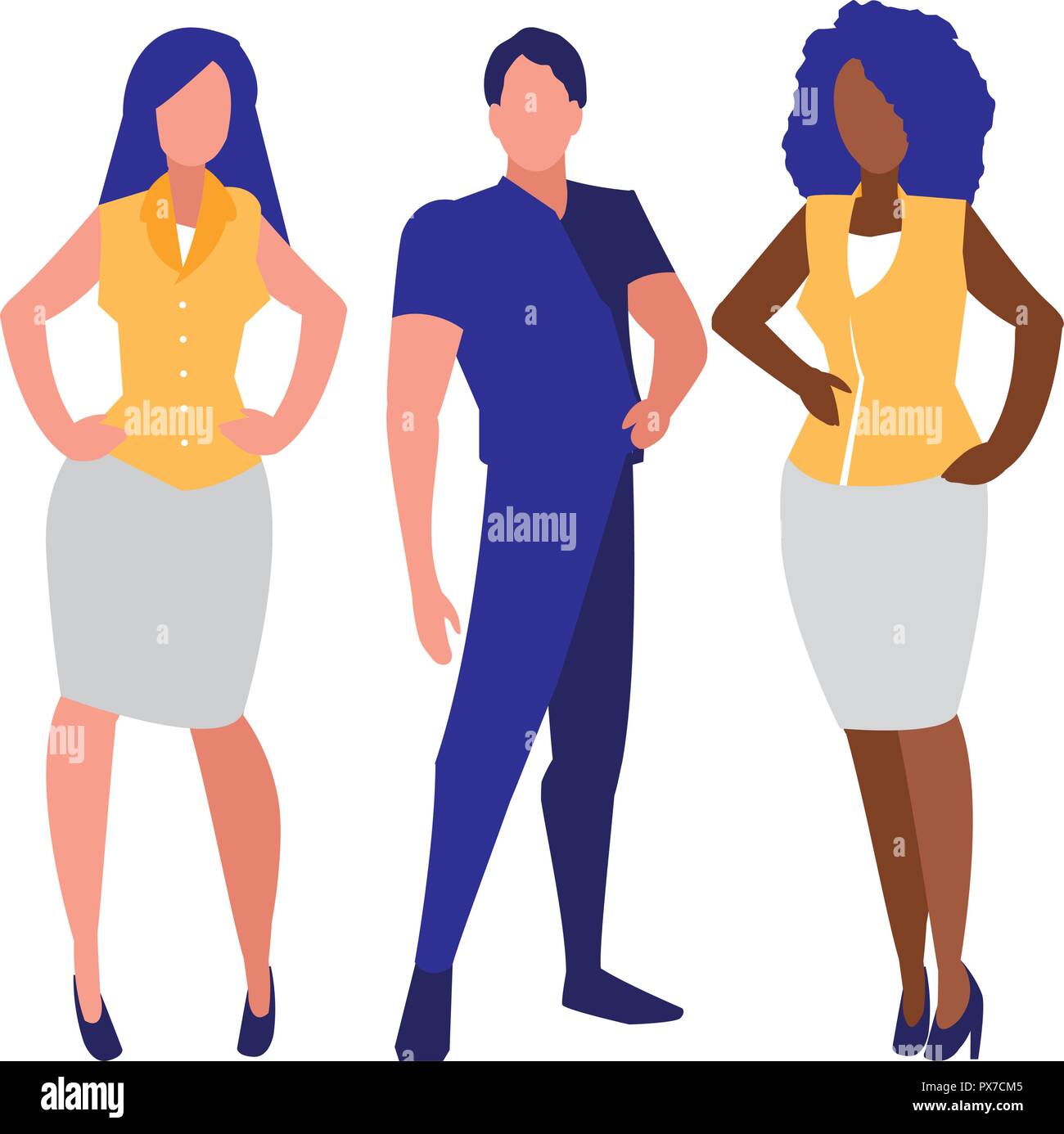 avatar businesspeople standing over white background, vector ...