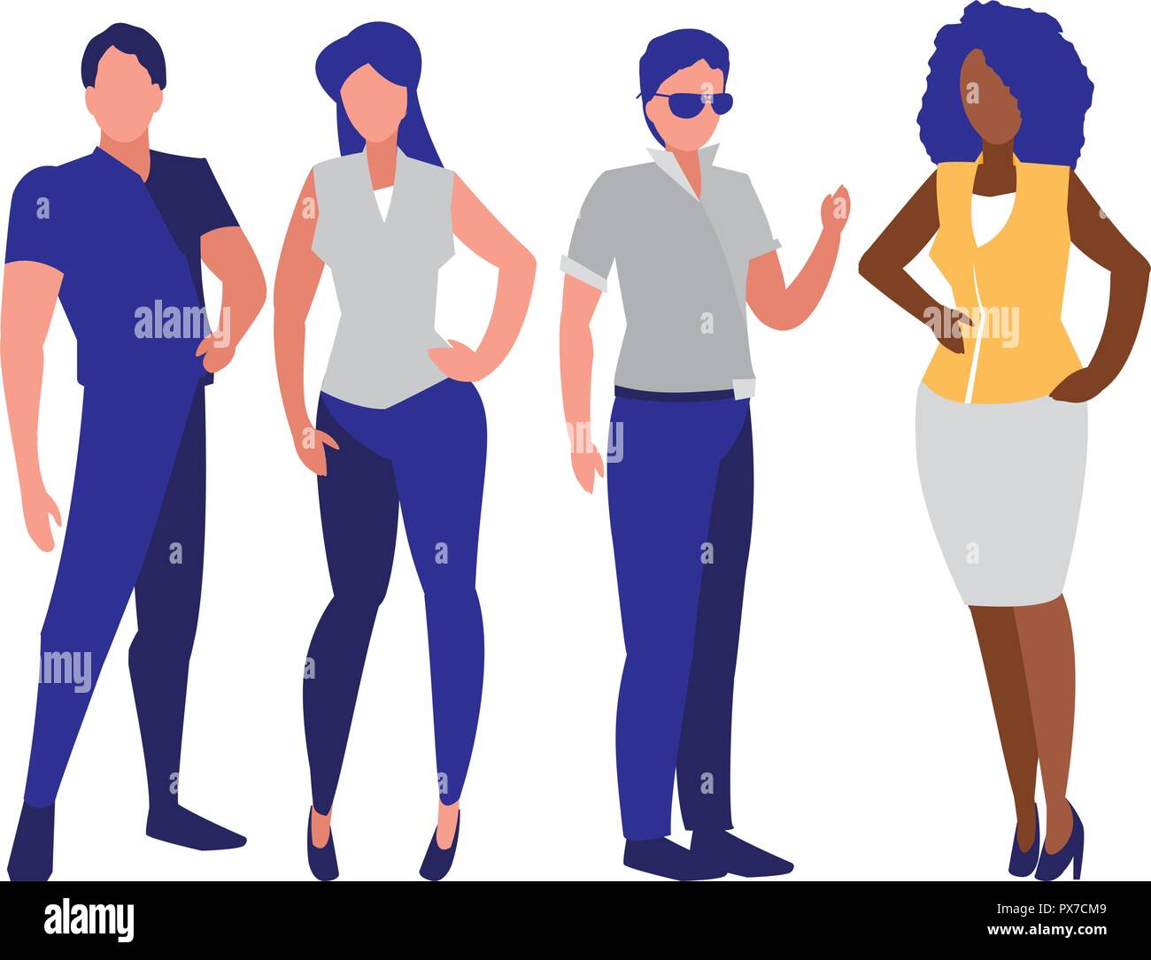 avatar businesspeople standing over white background, vector ...