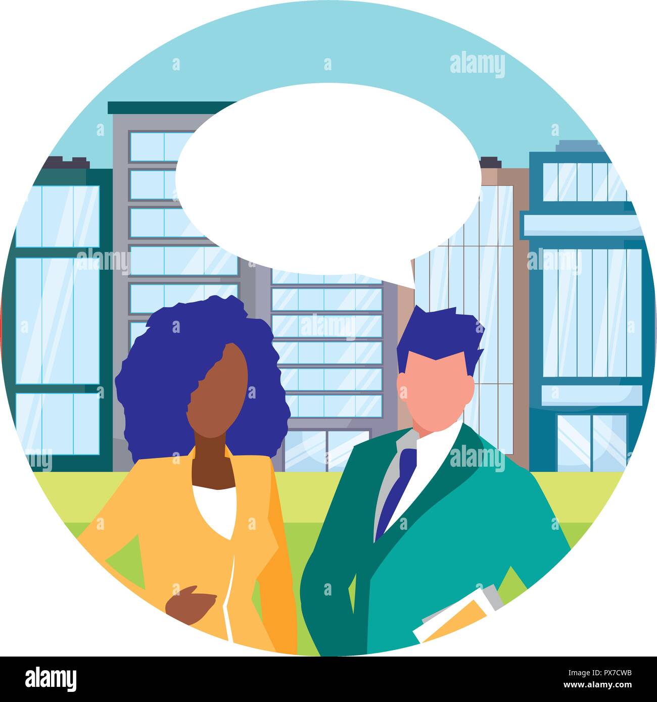 businesspeople having a conversation over white background, vector ...