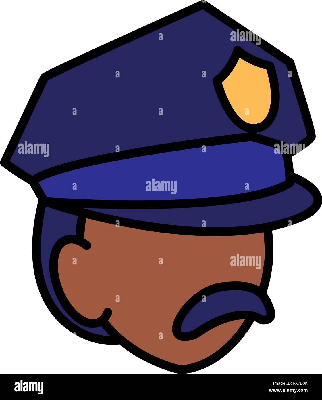 man with mustache and police cap over white background, vector ...