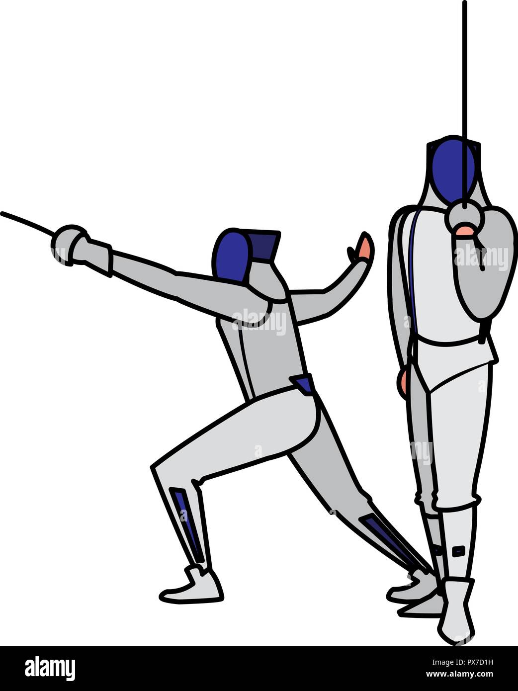 fencing players over white background, vector illustration Stock Vector ...