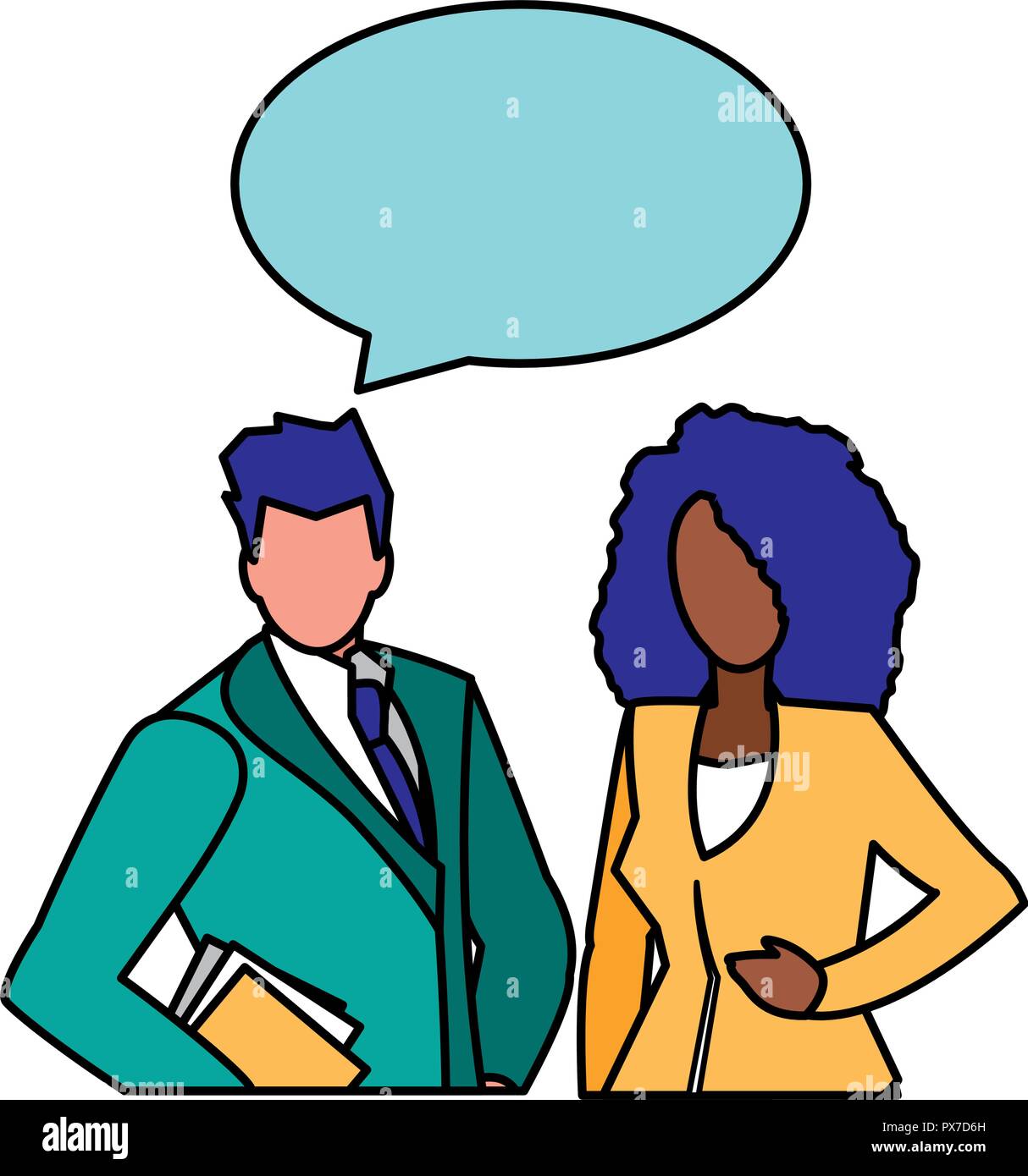 businesspeople having a conversation over white background, vector ...