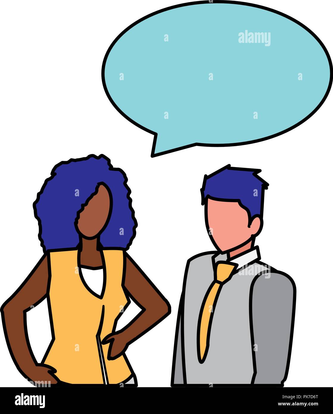 businesspeople having a conversation over white background, vector ...