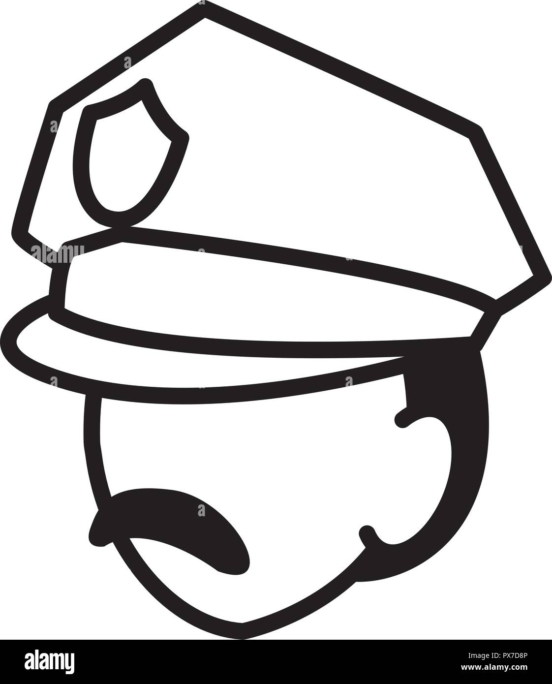 man with mustache and police cap over white background, vector ...