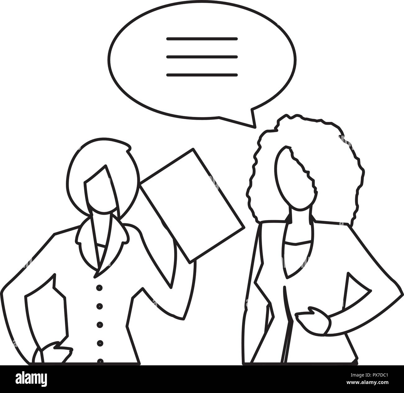 businesswomen having a conversation over white background, vector ...
