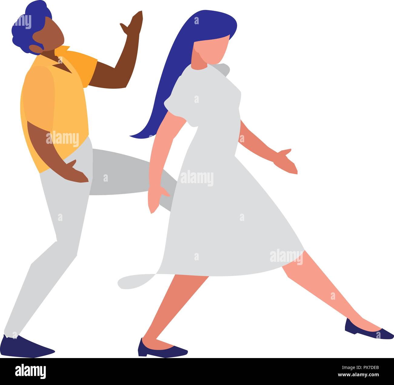 couple of dancers dancing over white background, vector illustration ...