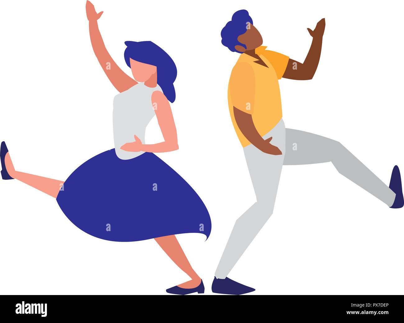 couple of dancers dancing over white background, vector illustration ...