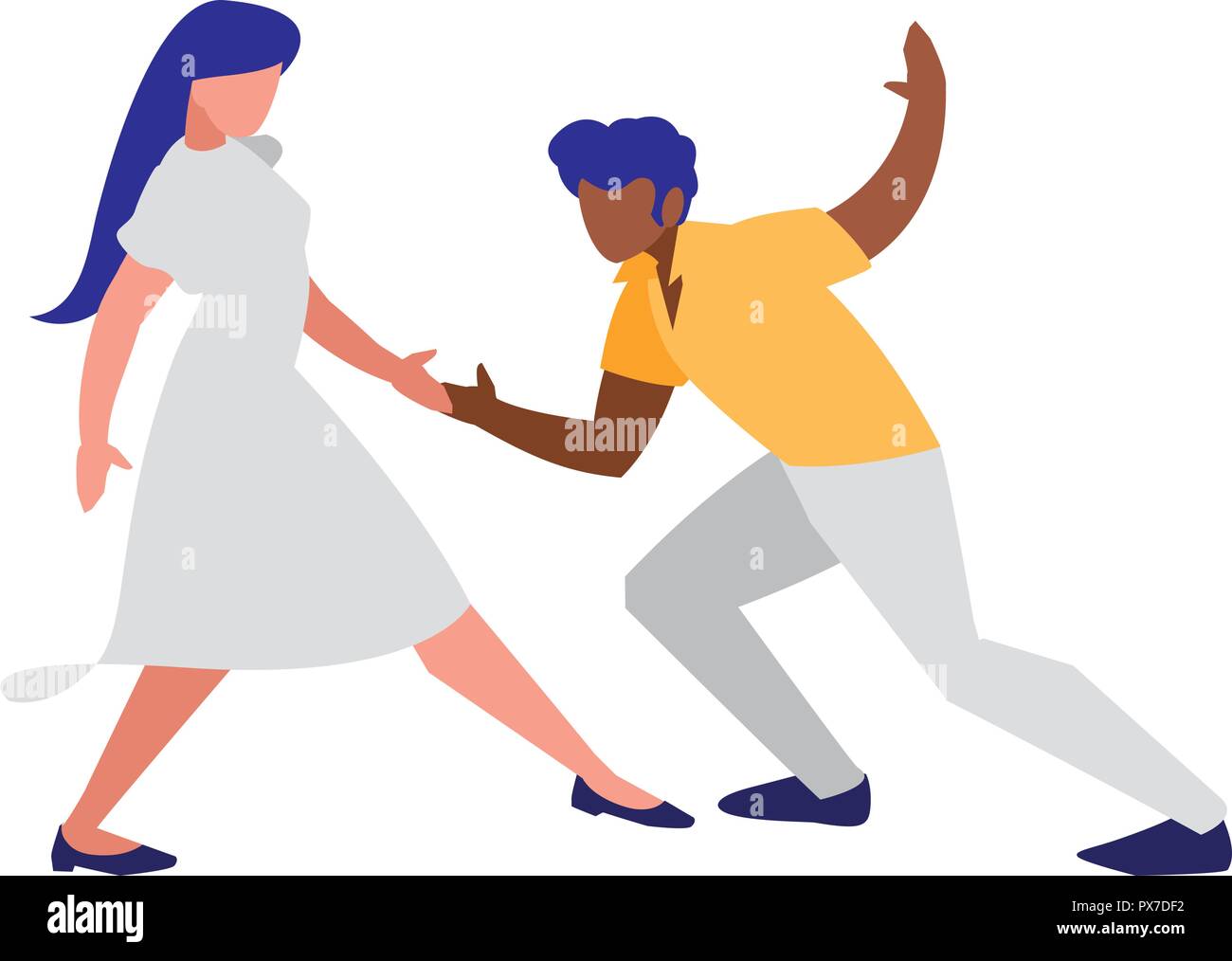 couple of dancers dancing over white background, vector illustration ...