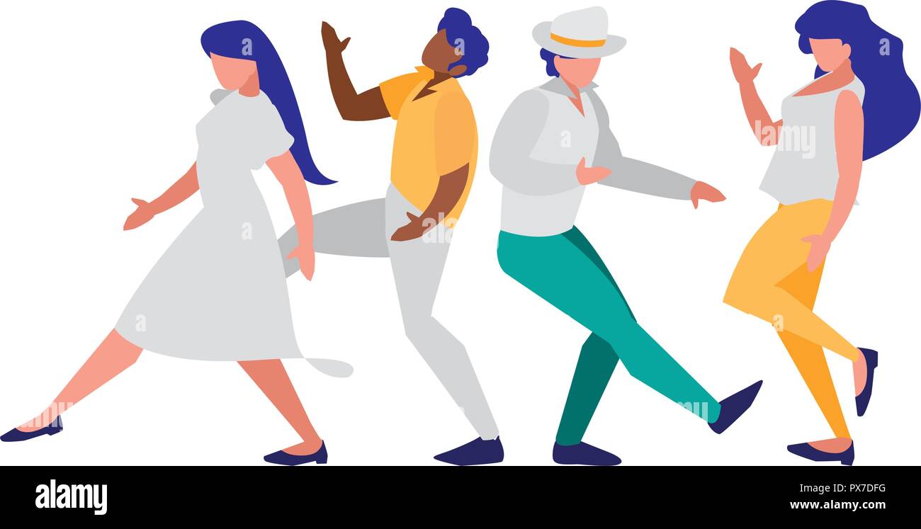 people dancing over white background, colorful design. vector ...
