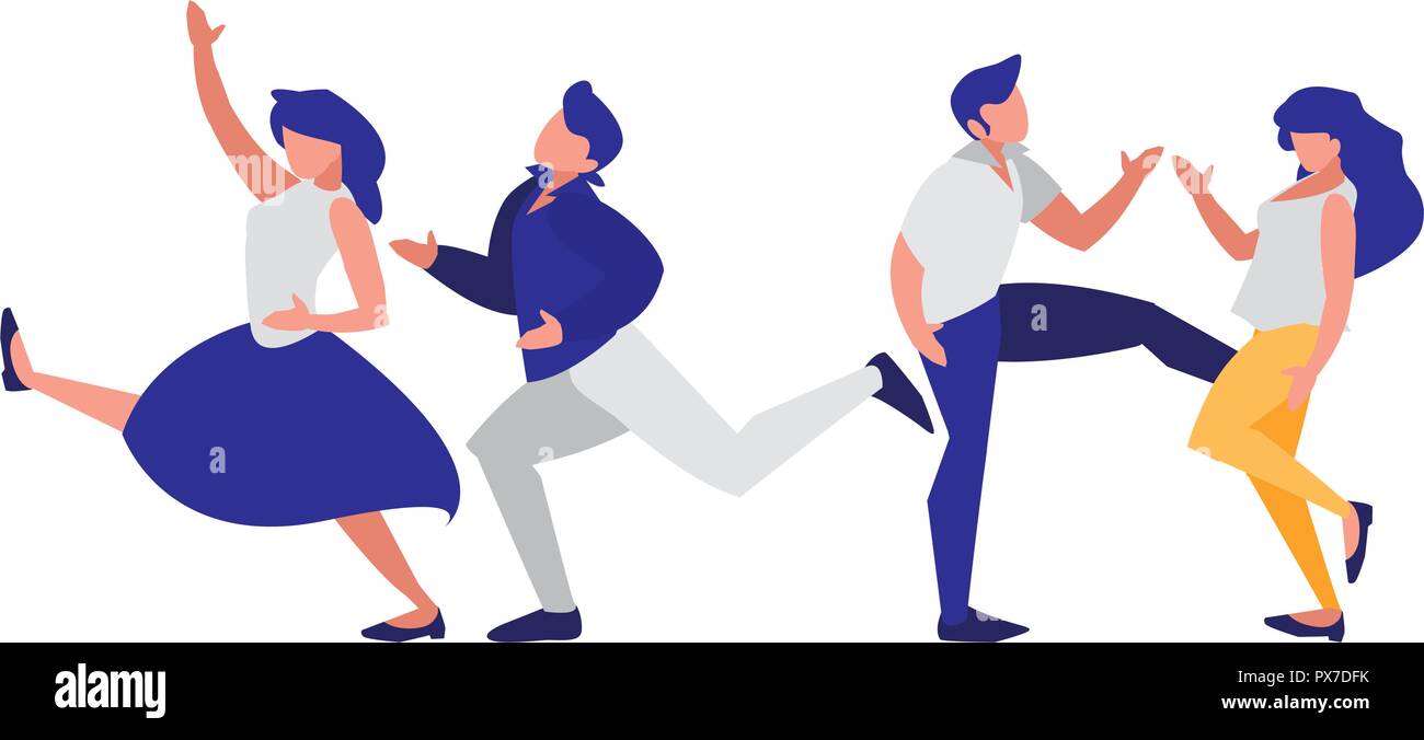 people dancing over white background, colorful design. vector ...
